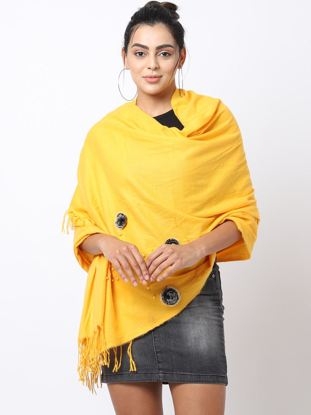 Buy ELLIS Women Yellow Self Design Mufflers - Mufflers for Women ...