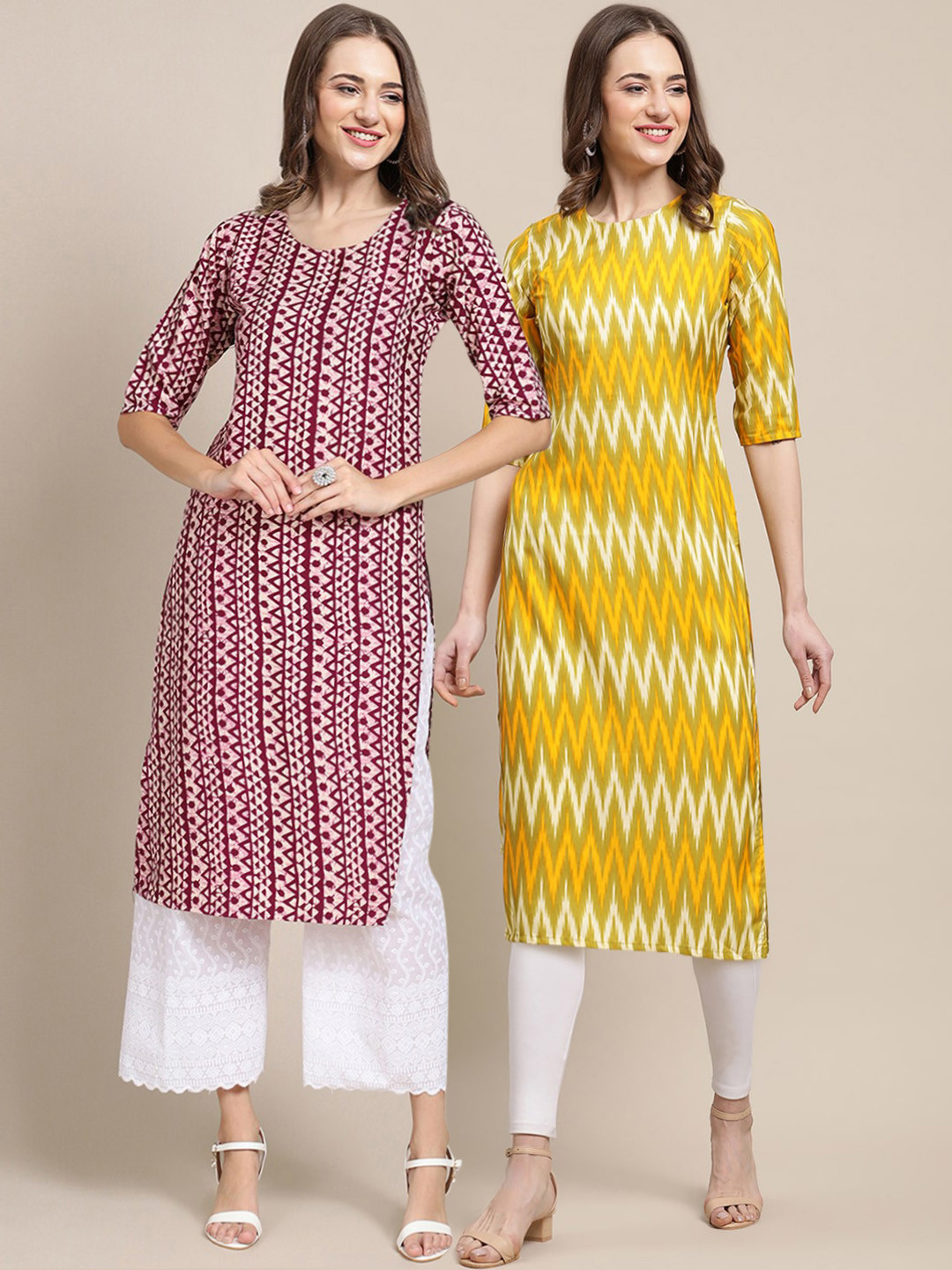 Buy 7Threads Women Multicoloured Geometric Printed Thread Work Block ...