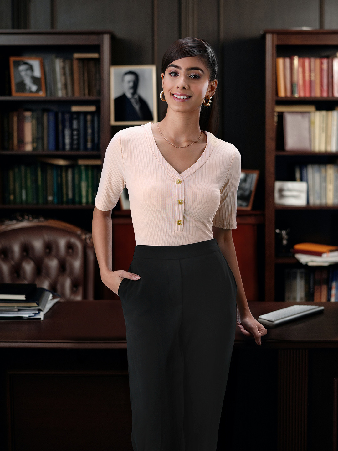 Buy Van Heusen Woman Ribbed Pure Cotton Formal Top - Tops for Women ...