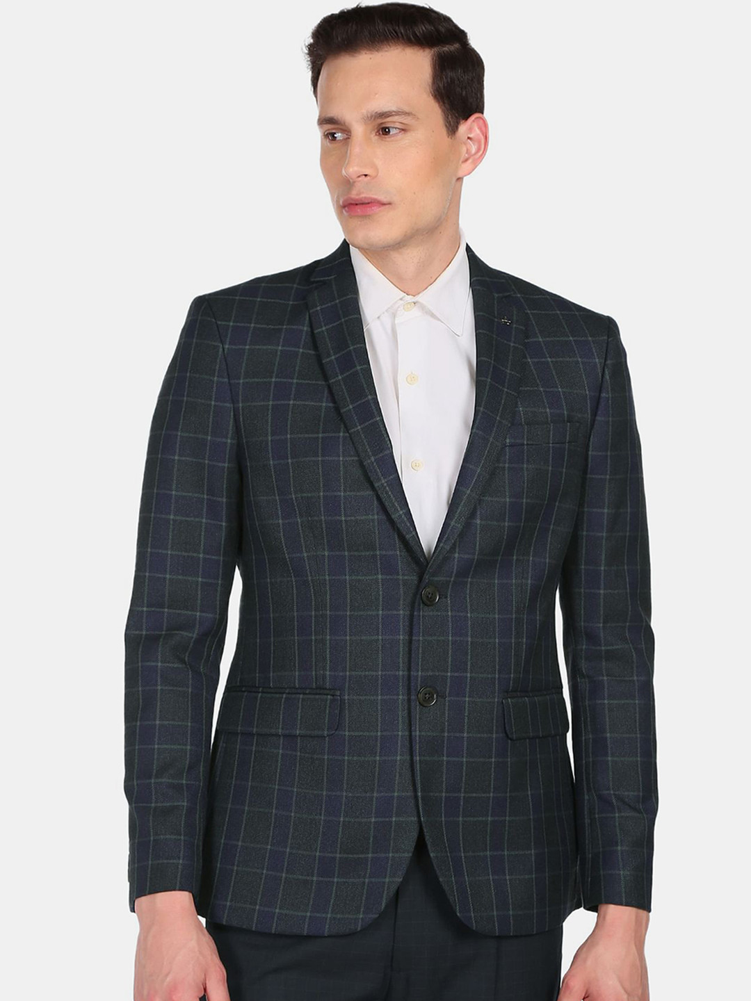 Buy Arrow Men Blue Checked Single Breasted Blazers - Blazers for Men ...