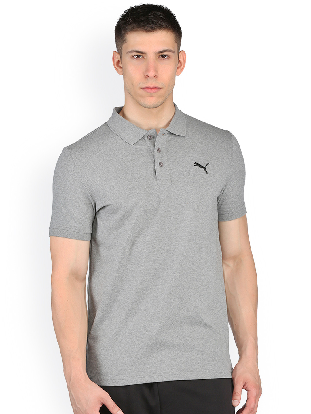 Buy PUMA Men Grey Solid Polo Collar Slim Fit T Shirt - Tshirts for Men ...