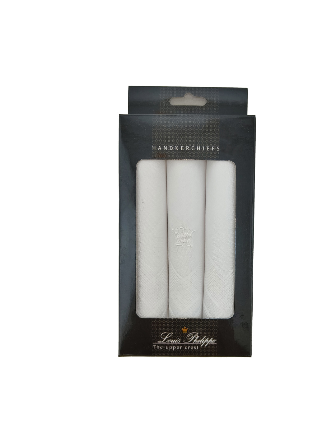 Buy Louis Philippe Men Pack Of 3 White Solid Cotton Handkerchief ...