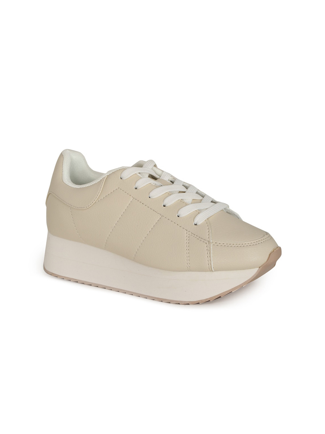 Buy Rubi Women Beige PU Platform Casual Sneakers - Casual Shoes for ...