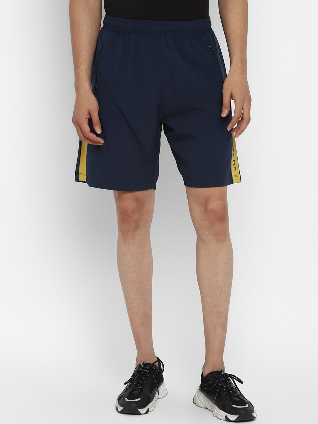 Buy OFF LIMITS Men Navy Blue Solid Regular Fit Sports Shorts - Shorts ...