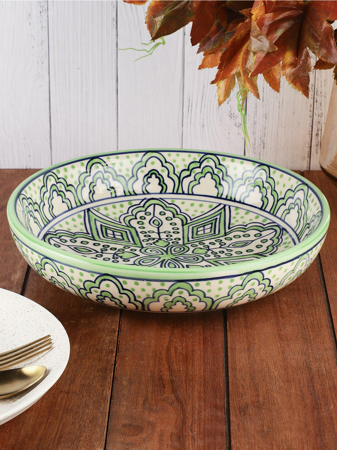 Buy MIAH Decor Green & White Dishwasher And Microwave Safe Porcelain ...