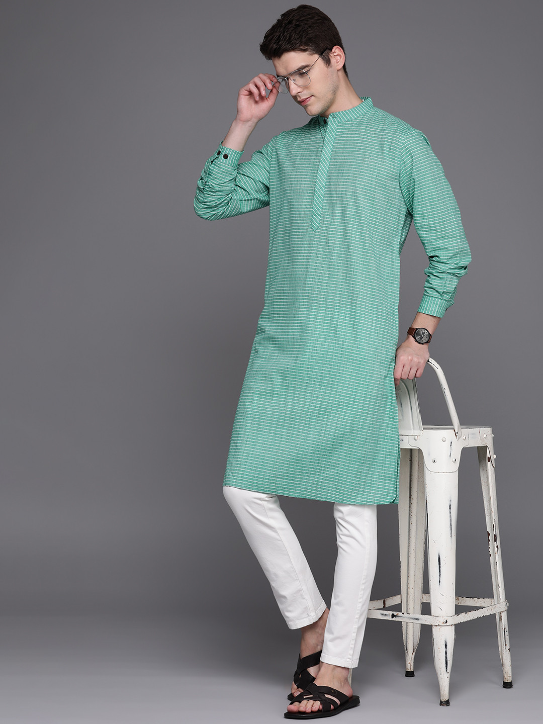 Buy Fabindia Men Pure Cotton Striped Kurta - Kurtas for Men 19766612 ...