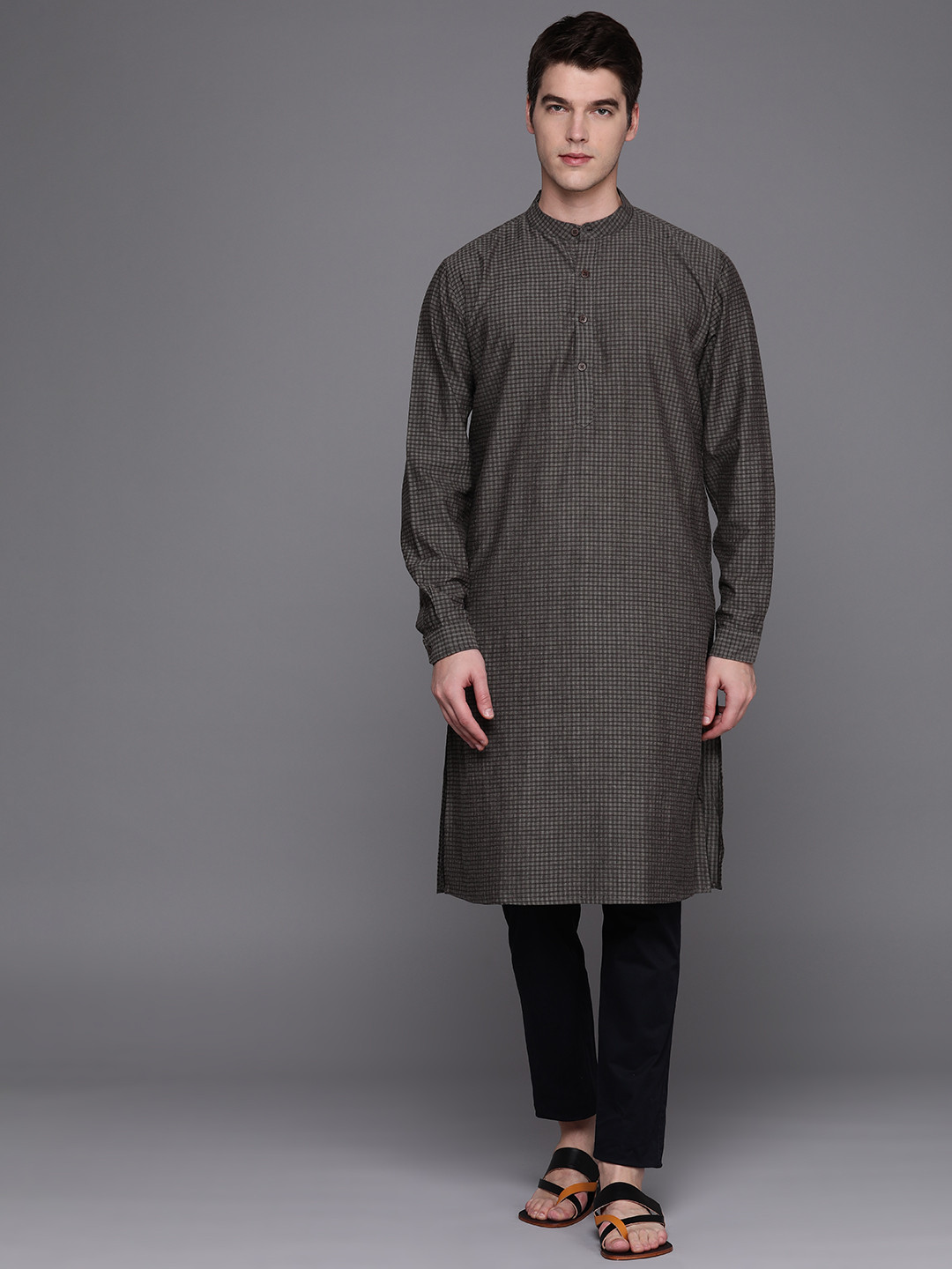 Buy Fabindia Men Pure Cotton Checked Kurta - Kurtas for Men 19766624 ...