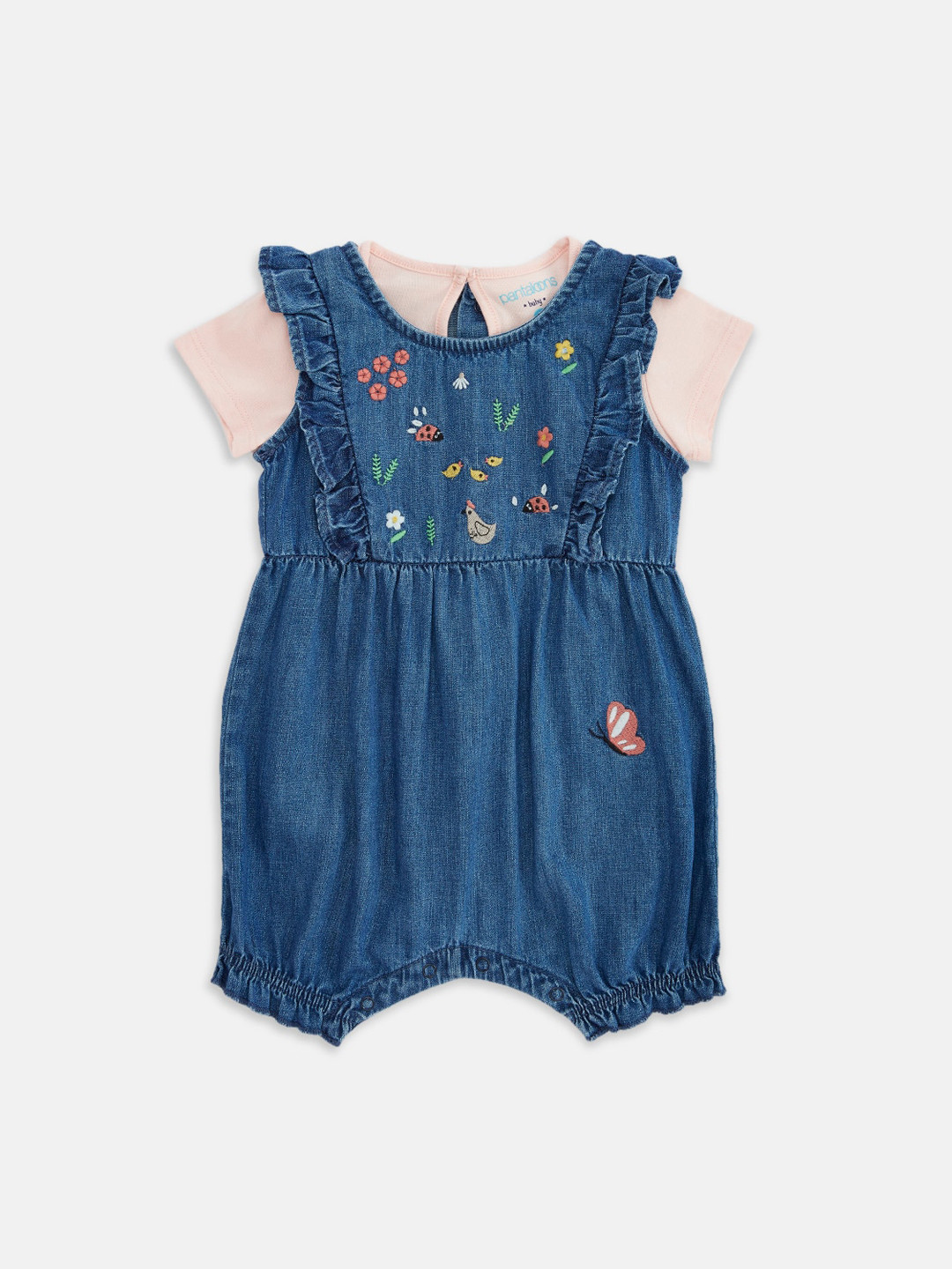 Buy Pantaloons Baby Girls Blue & Pink Jumpsuit - Jumpsuit for Girls ...