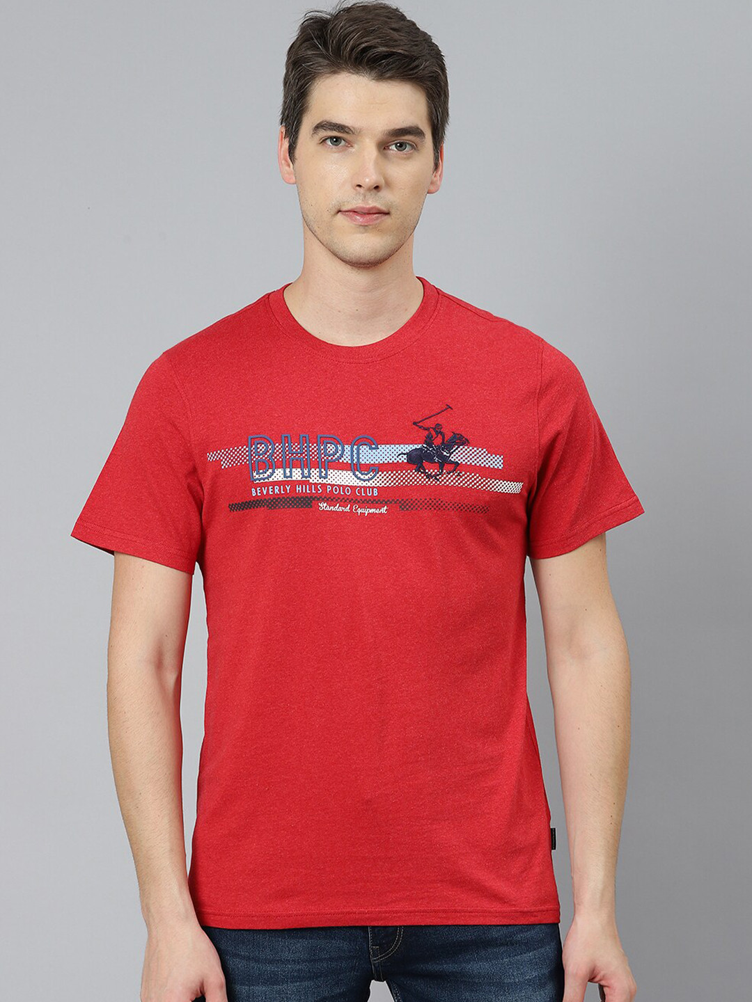 Buy Beverly Hills Polo Club Men Red Typography Printed Cotton T Shirt ...