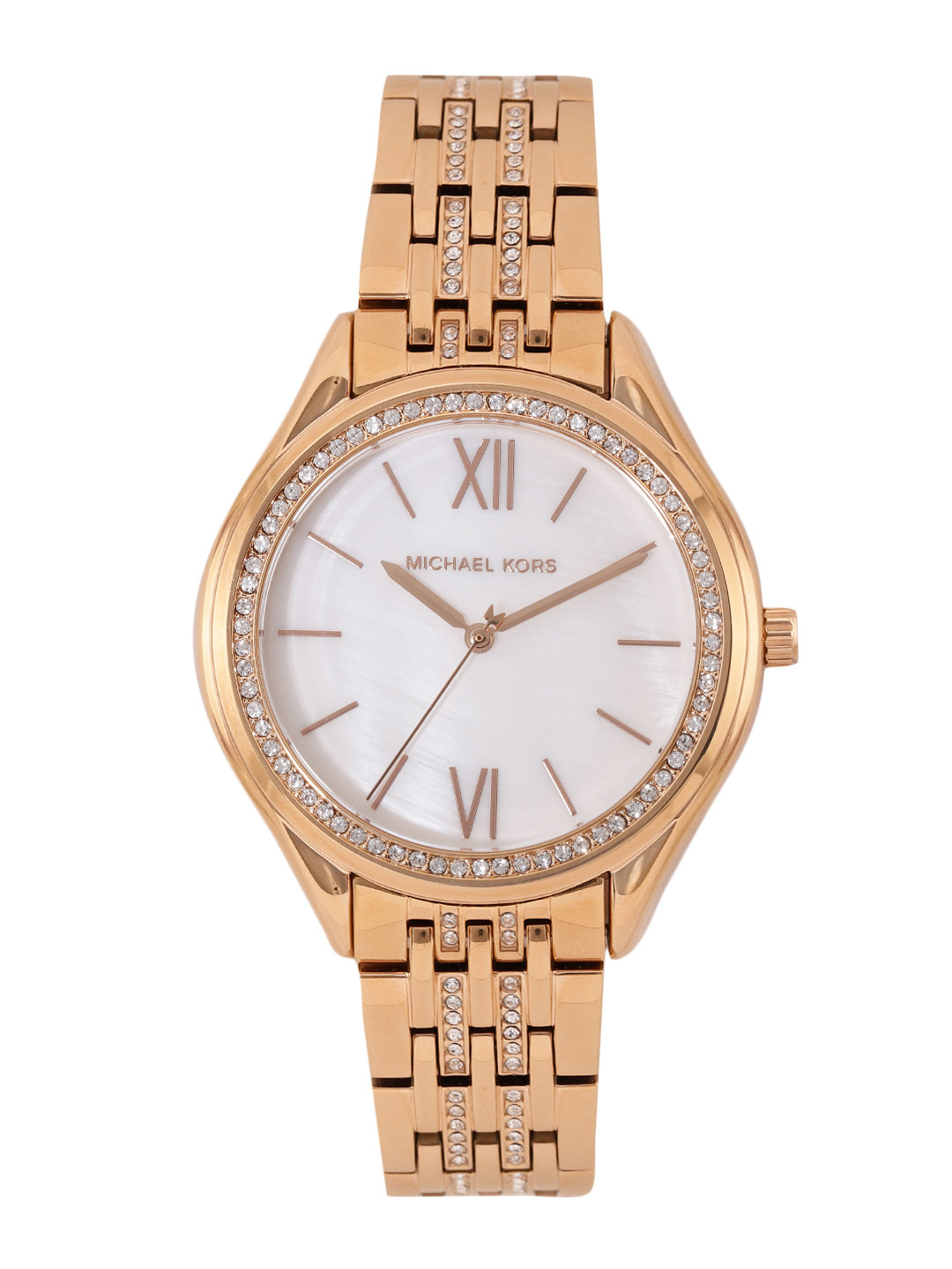 Buy Michael Kors Women White Embellished Analogue Watch MK7076 ...