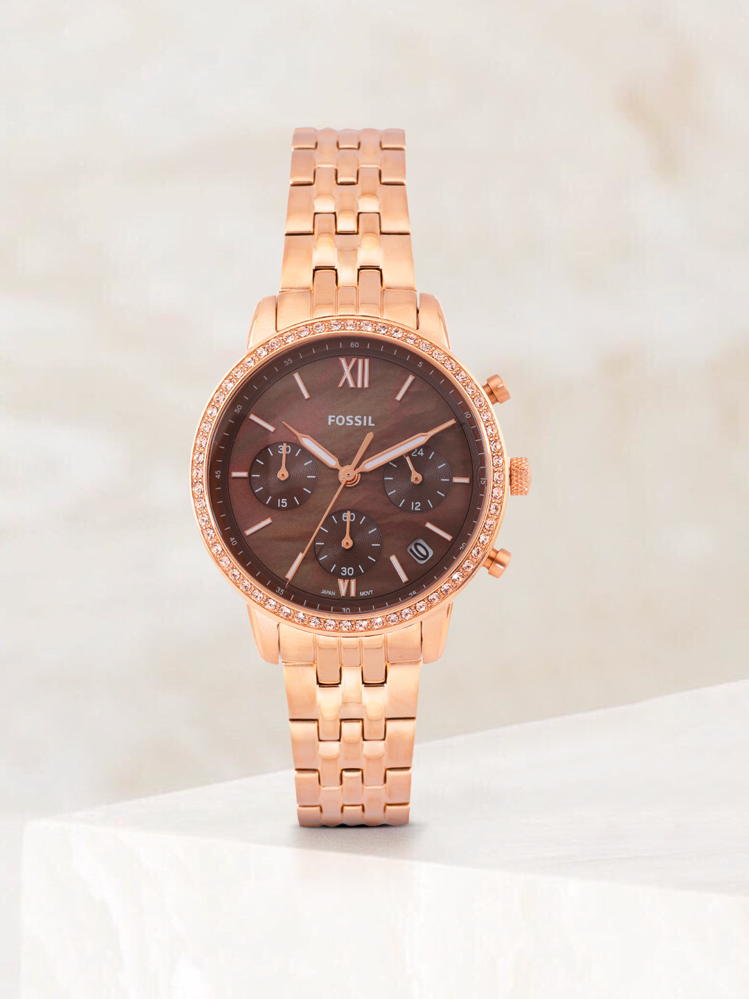 Buy Fossil Women Bronze Toned Mother Of Pearl Analogue Watch ES5218 ...