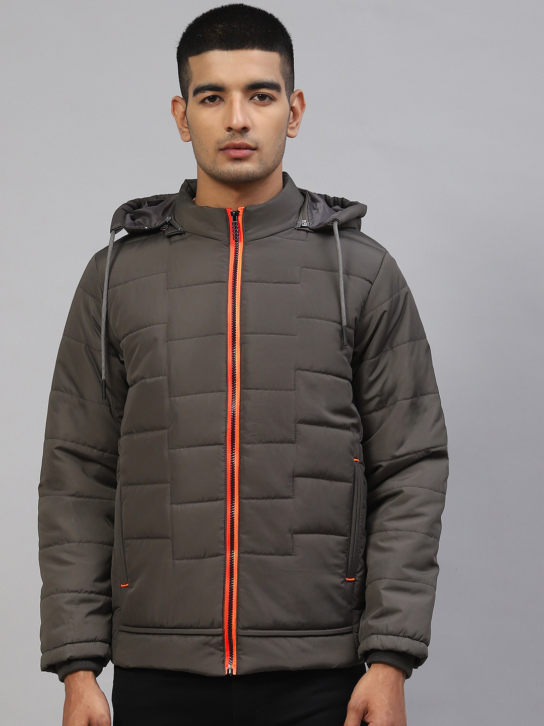 Buy Foreign Culture By Fort Collins Men Grey Solid Padded Jacket With ...