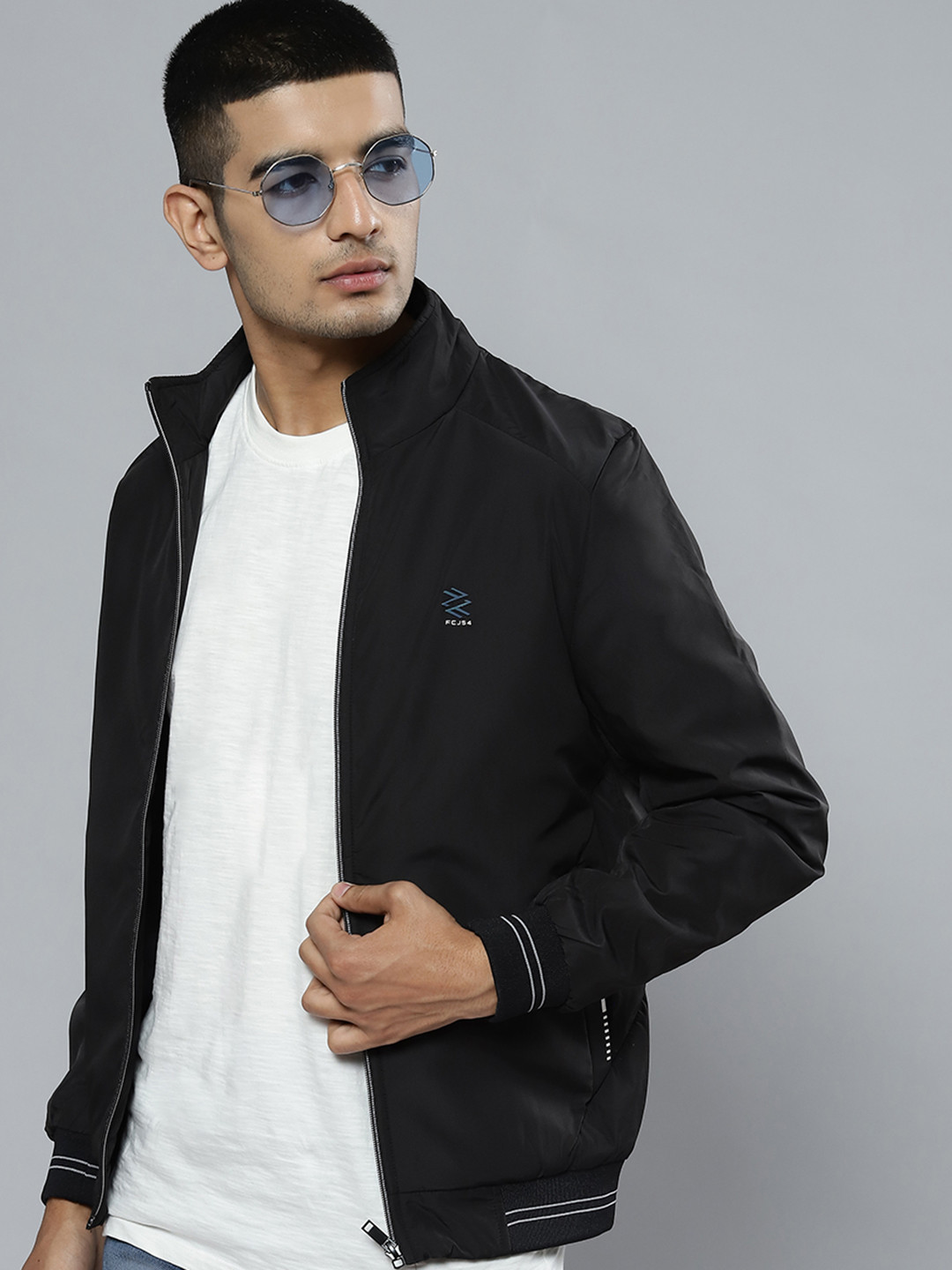 Buy Fort Collins Men Black Solid Bomber Jacket - Jackets for Men ...