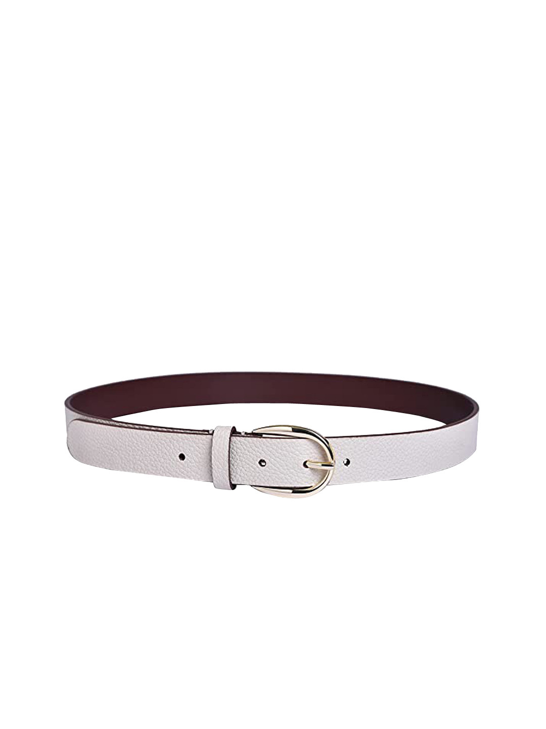 Buy Belwaba Women Cream Coloured Textured Belt - Belts for Women ...