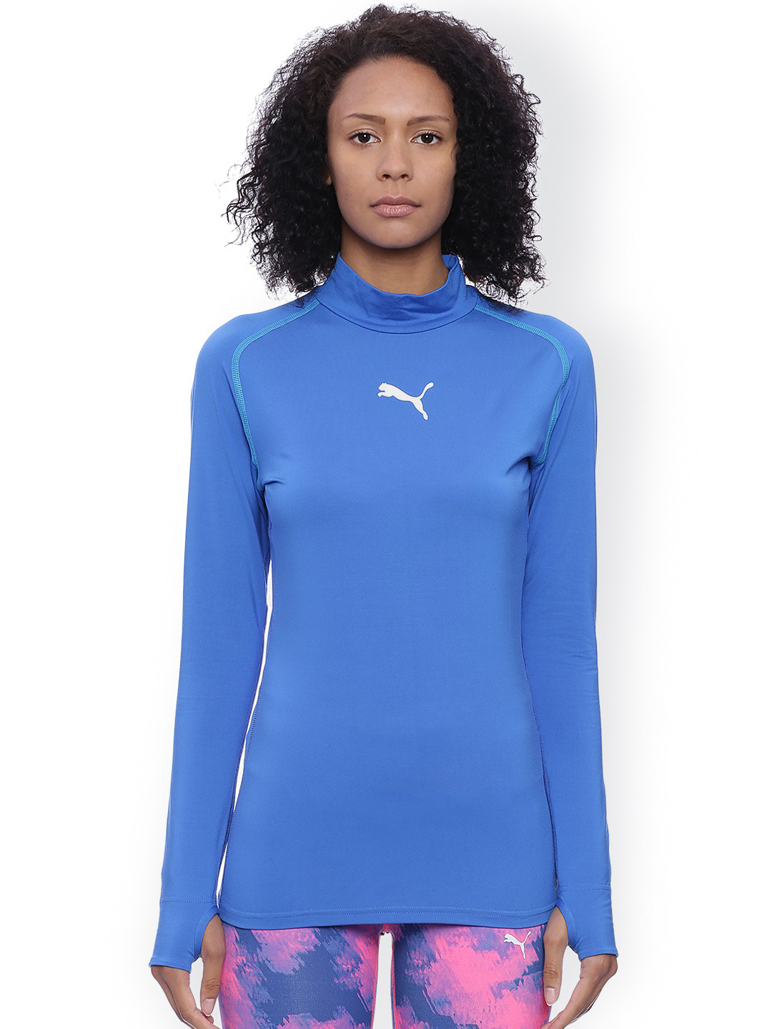 Buy Puma Women Blue Solid High Neck T Shirt - Tshirts for Women 1977635 ...
