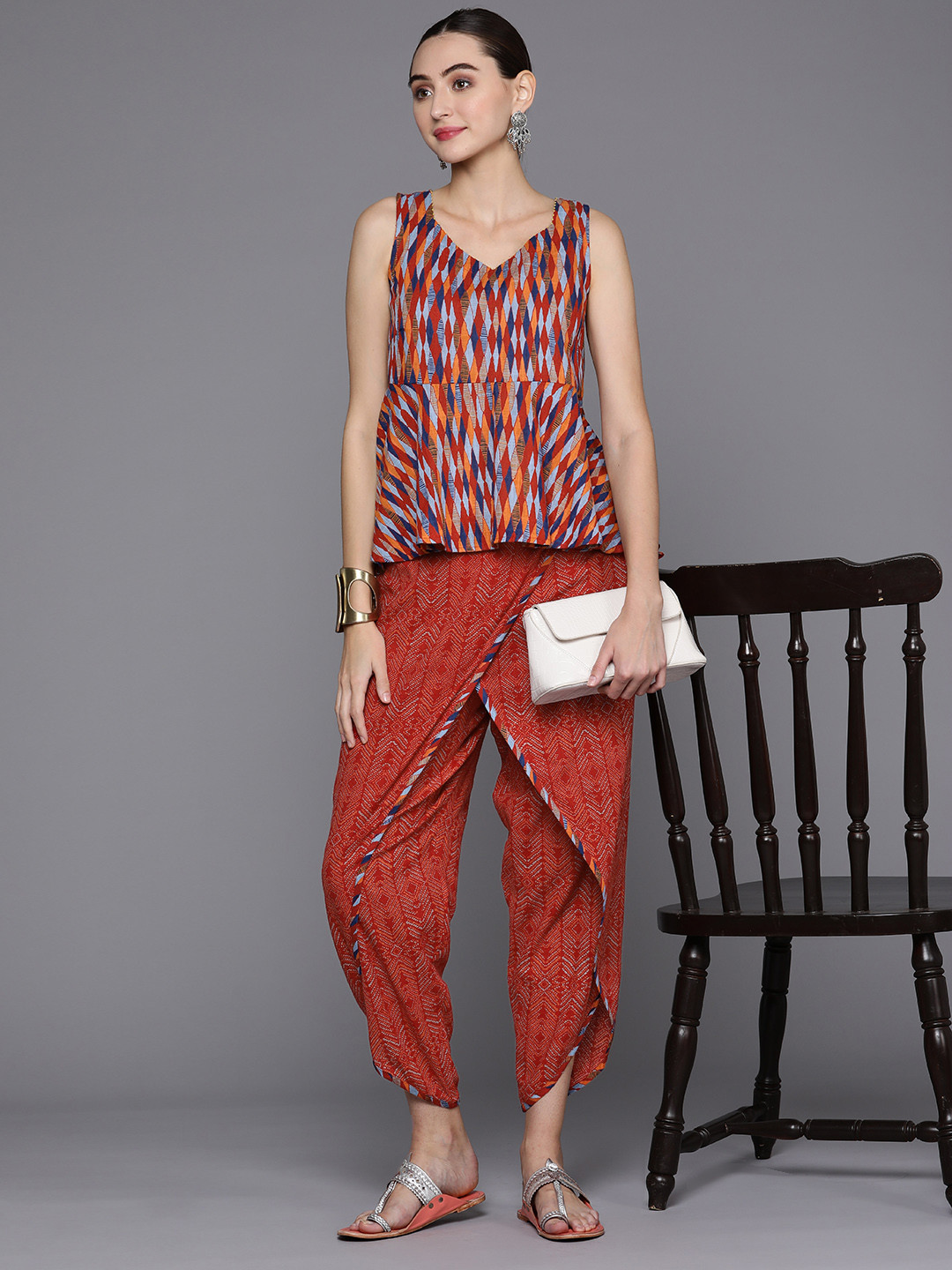 Buy Fabindia FabBasic Women Ethnic Motifs Printed Pure Cotton Top With ...