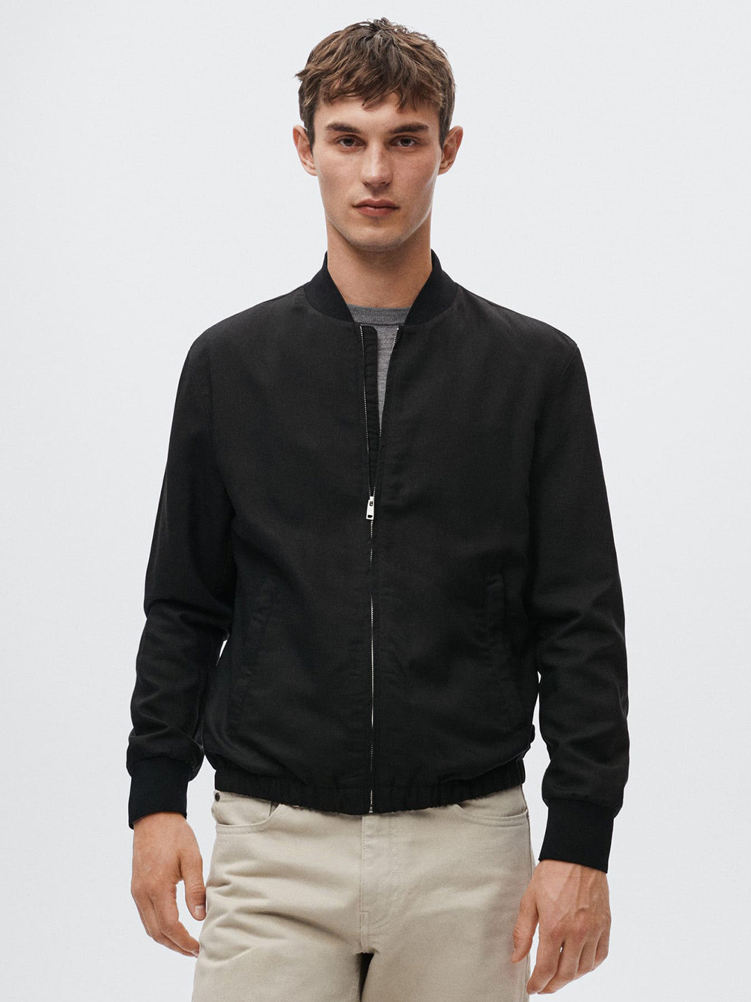 Buy MANGO MAN Black Solid Bomber Jacket - Jackets for Men 19779008 | Myntra