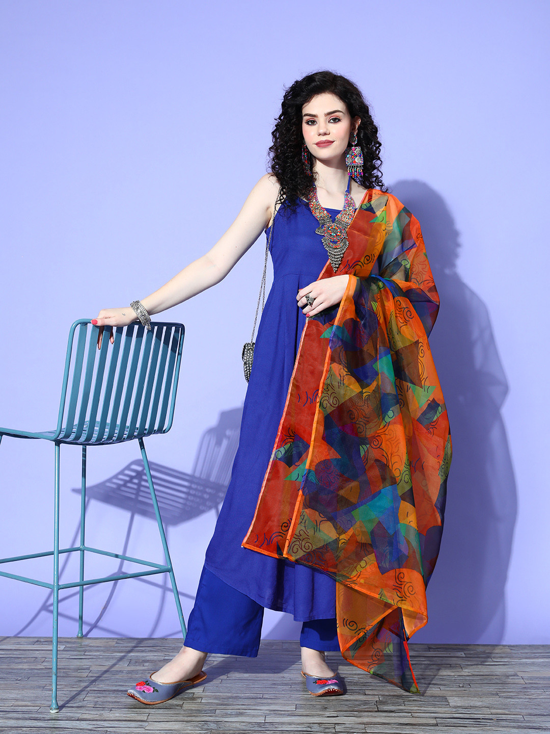 Buy InWeave Women Solid Viscose Rayon Spaghetti Straps Kurta Set ...