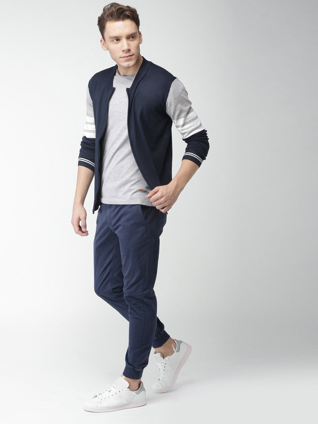 Buy Mast & Harbour Men Navy Blue Solid Cardigan - Sweaters for Men ...