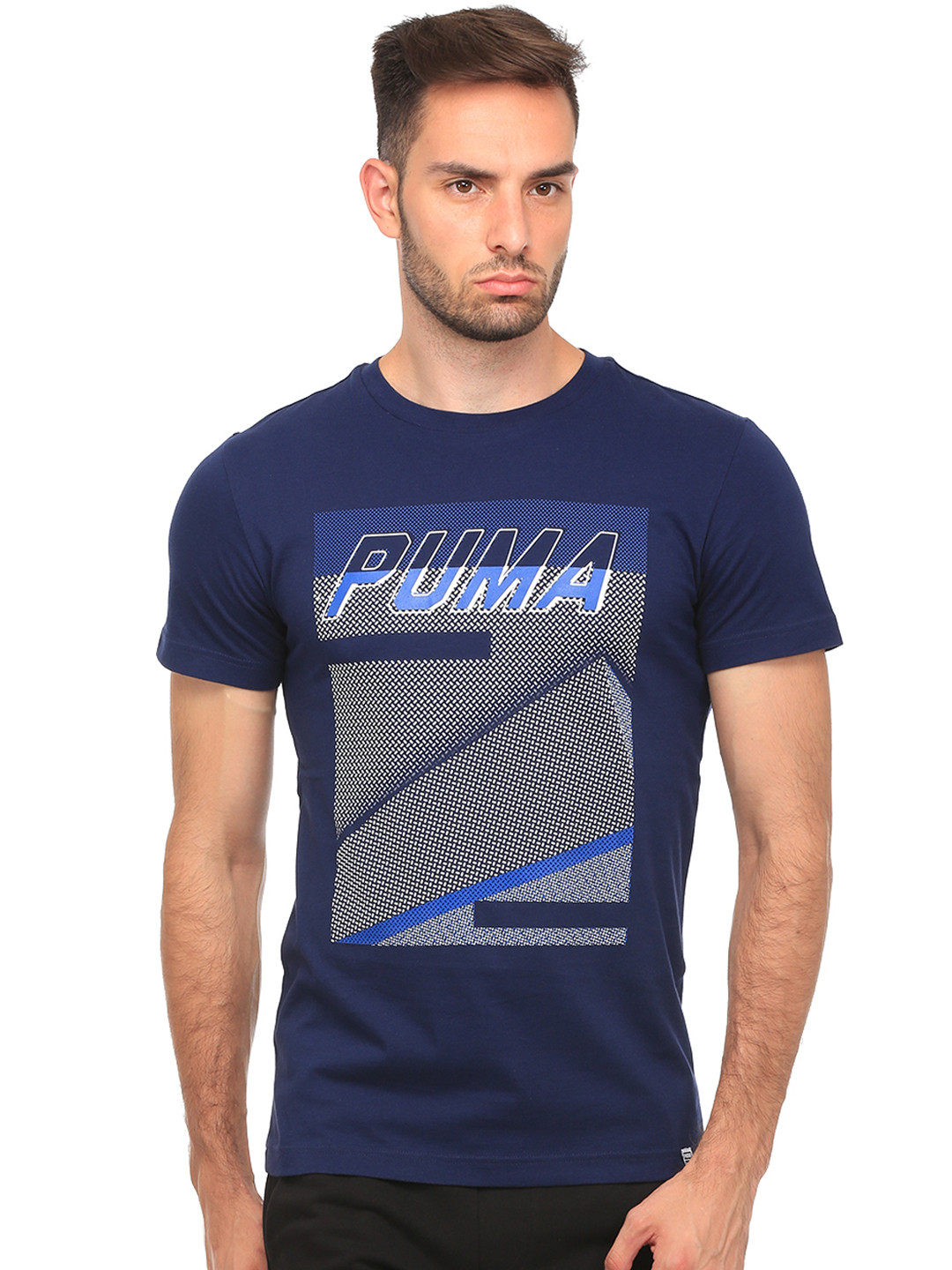 Buy Puma Men Blue Brand Plus Printed Round Neck T Shirt - Tshirts for ...