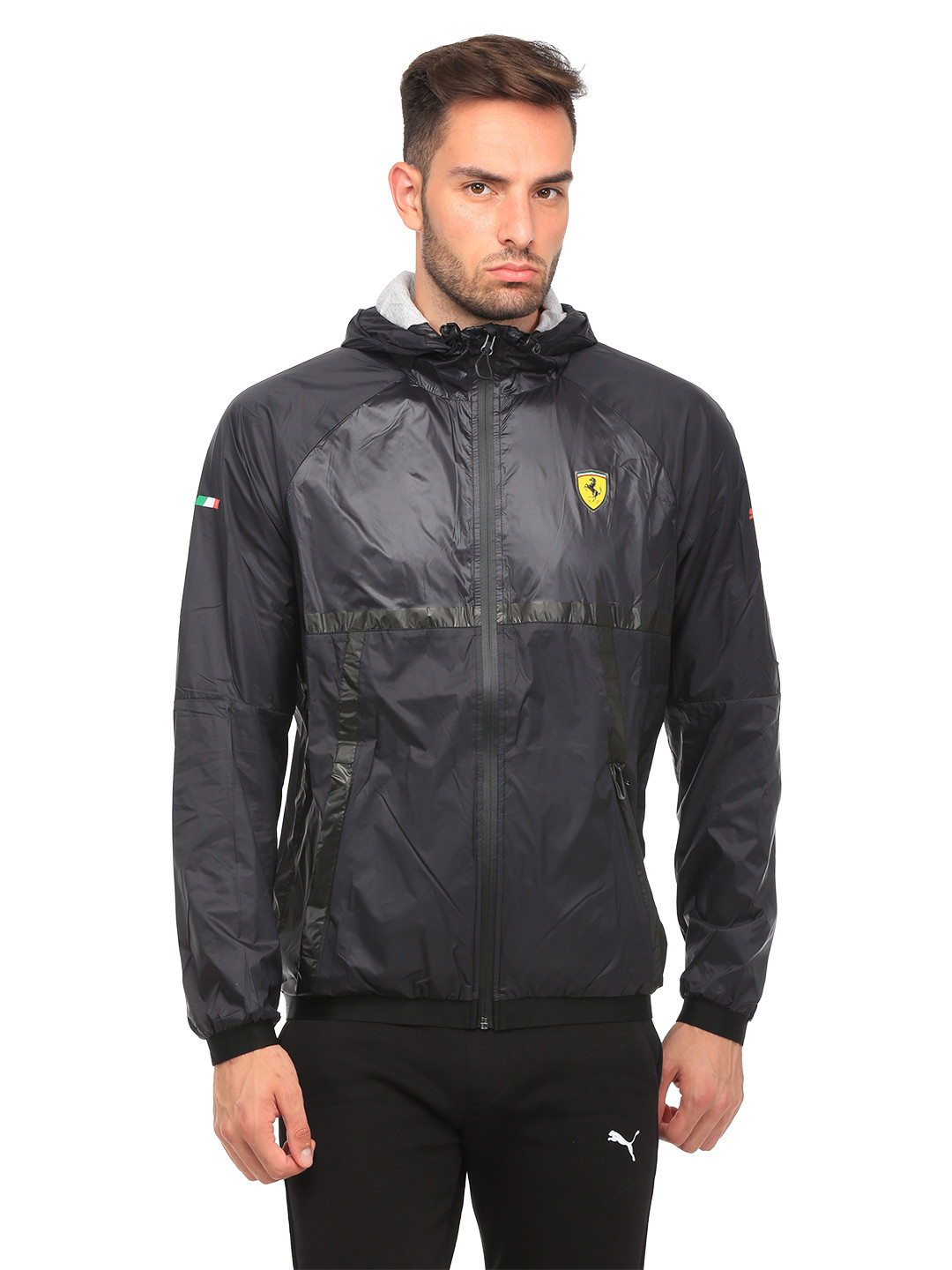 Buy PUMA Motorsport Men Black SF Lightweight Solid Hooded Sporty Track ...