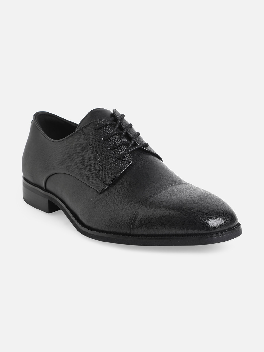 Buy ALDO Men Black Solid Leather Formal Derbys - Formal Shoes for Men ...