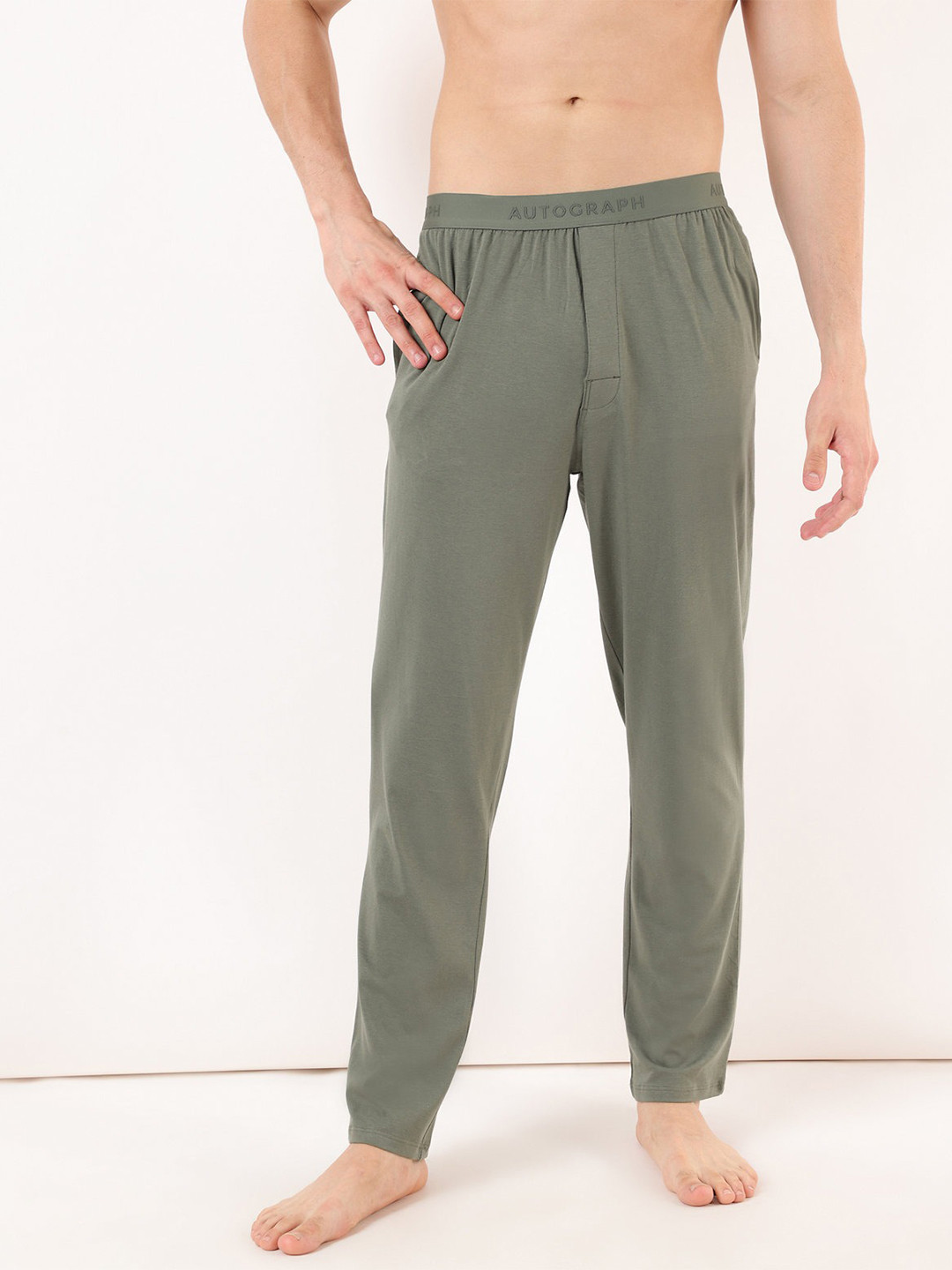 Buy Marks & Spencer Men Green High Rise Trouser - Trousers for Men ...