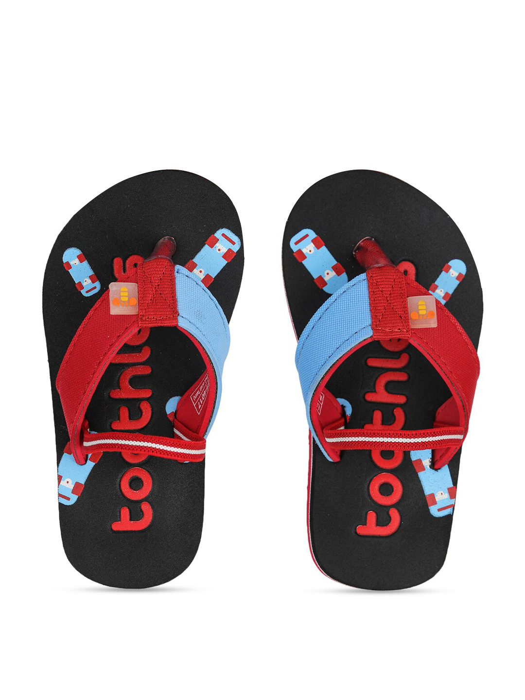 Buy Toothless Boys Black & Red Printed Rubber Thong Flip Flops - Flip ...
