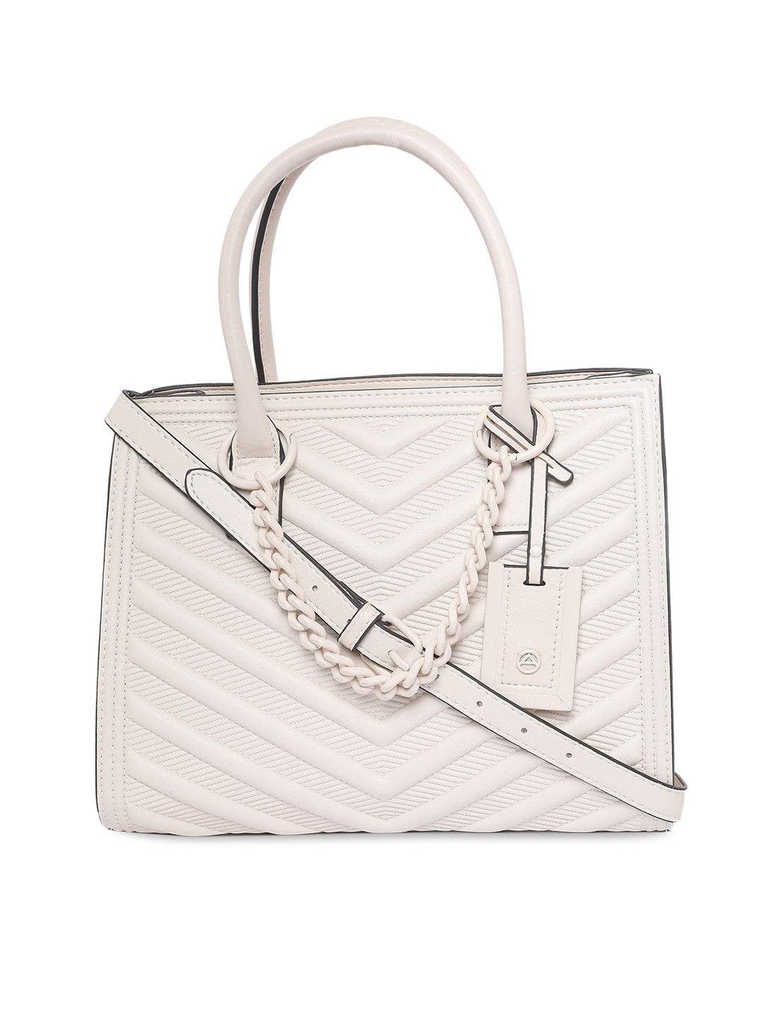 Buy ALDO White PU Structured Satchel With Quilted - Handbags for Women ...