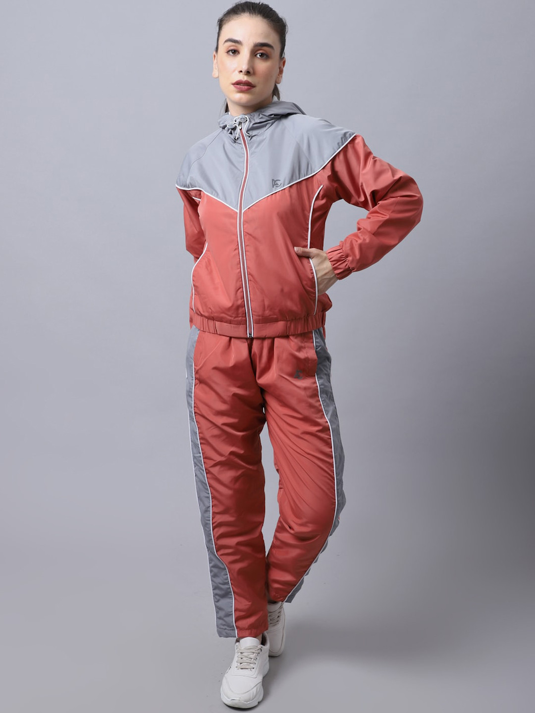 Buy ANTI CULTURE Women Rust Coloured Colour Blocked Tracksuit ...