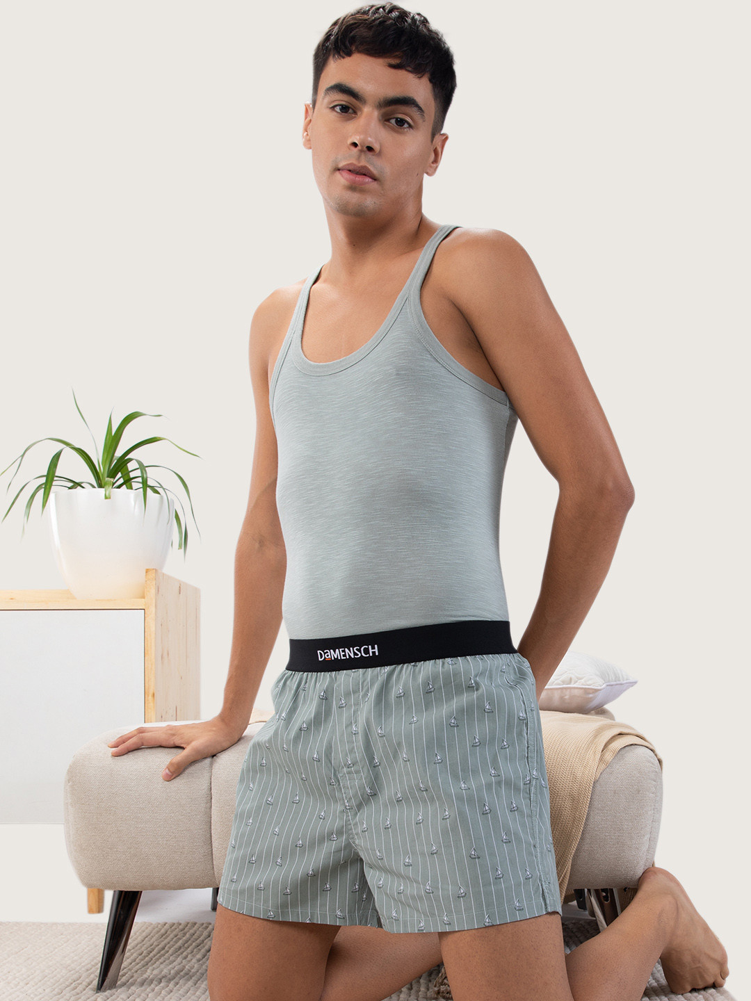 Buy DAMENSCH Men Printed Ultra Light Cotton Regular Fit Inner Boxers ...