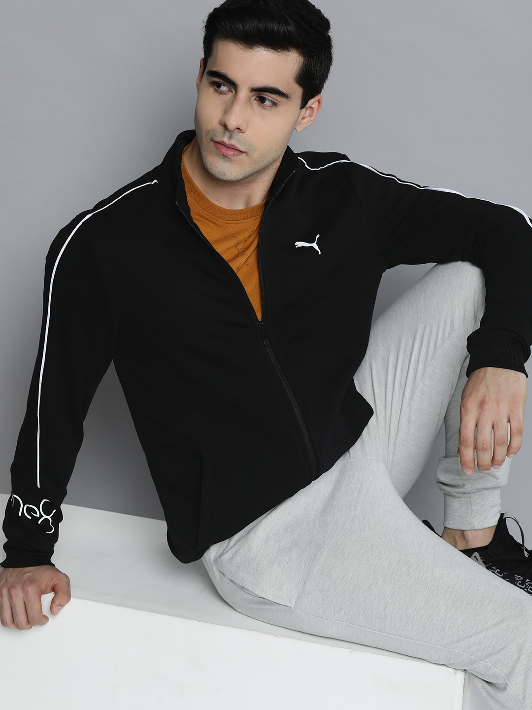 Buy One8 X PUMA Men Black Brand Logo Outdoor Sporty Jacket - Jackets ...