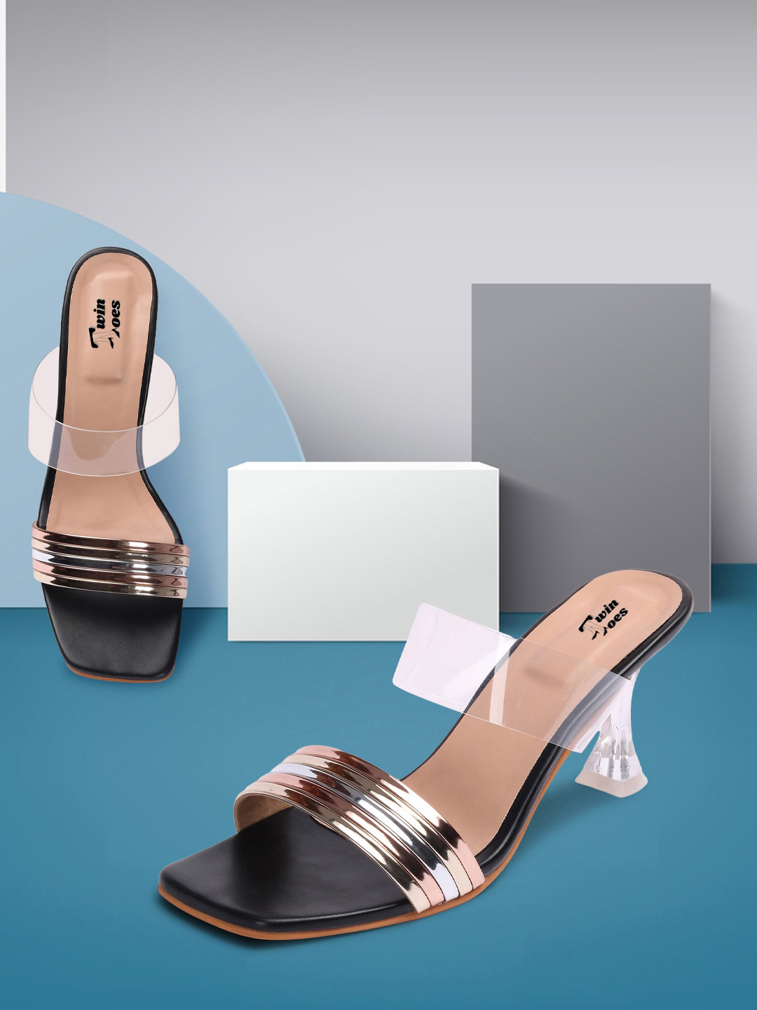 Buy TWIN TOES Black Block Trendy Heels Sandals - Heels for Women ...