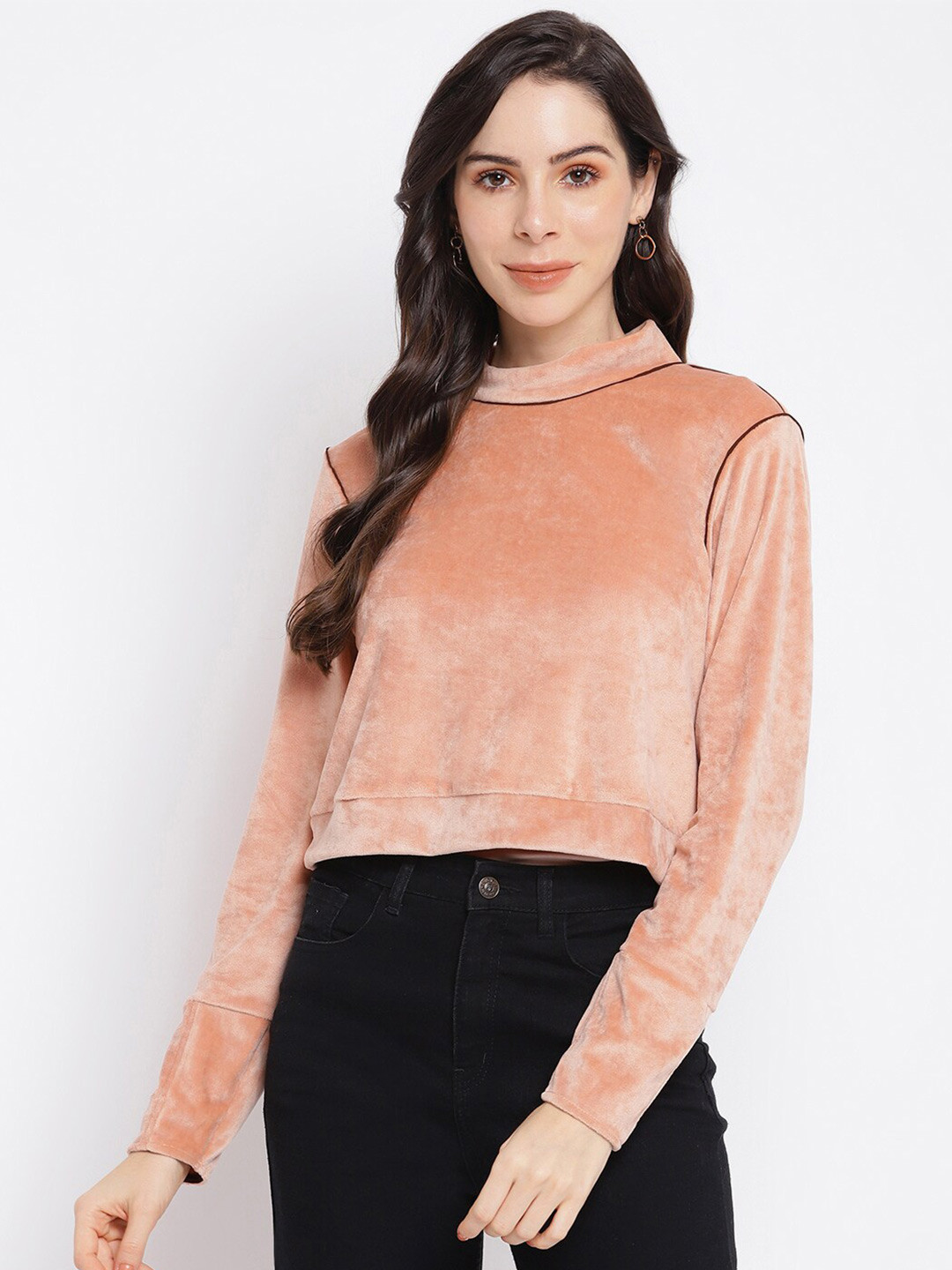 Buy Latin Quarters Beige High Neck Crop Top - Tops for Women 19799324 ...