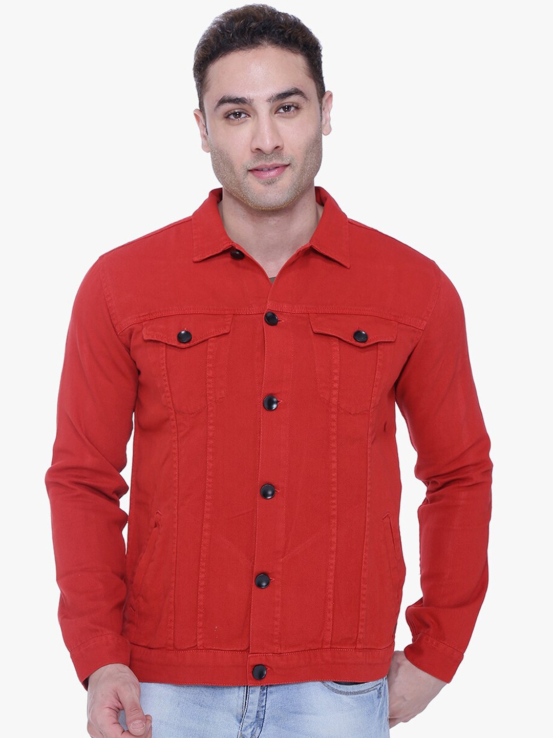 Buy Kuons Avenue Men Red Denim Jacket - Jackets for Men 19799728 | Myntra