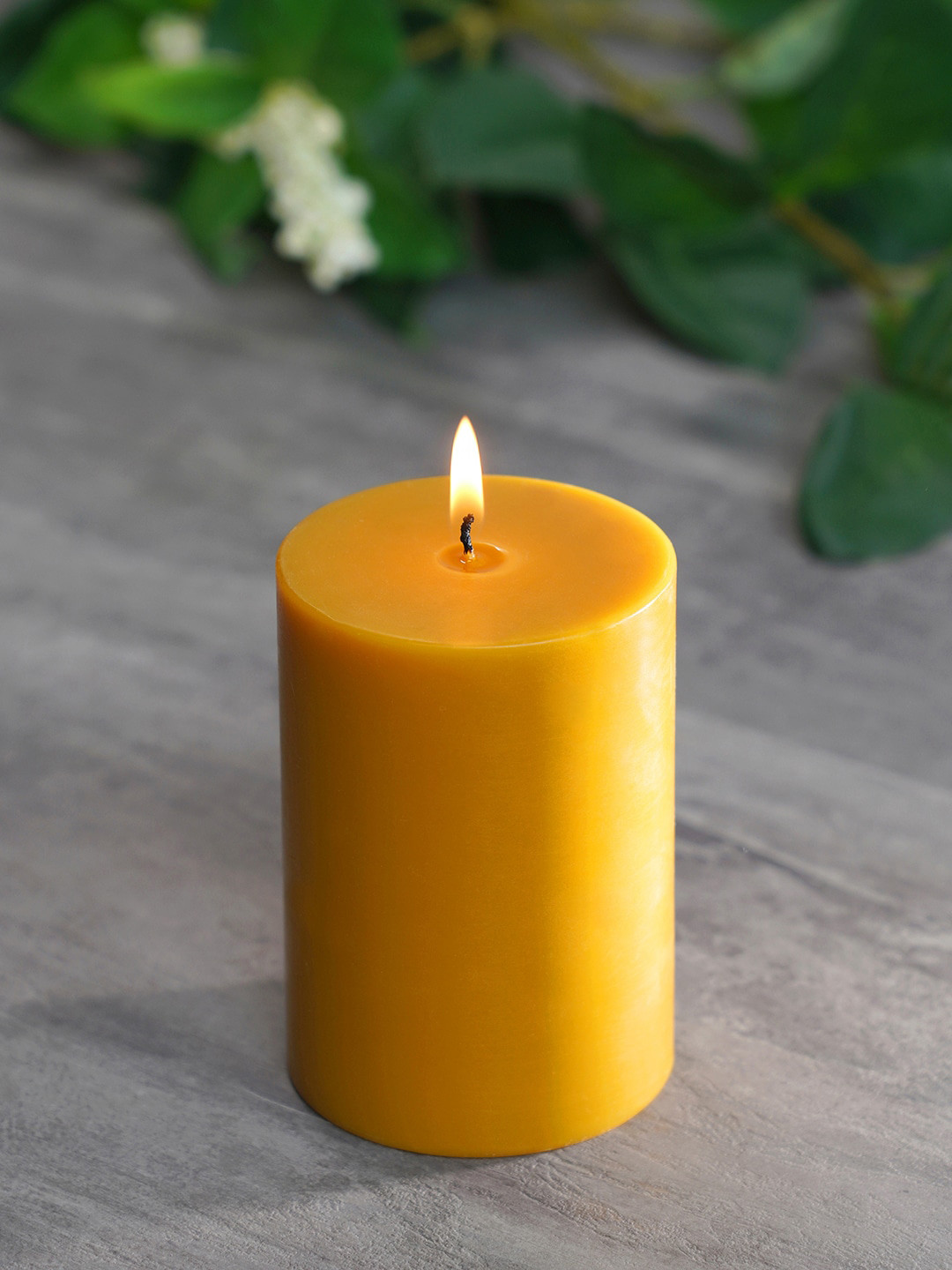 Buy Pure Home And Living Set Of 2 Mustard Large Divine Pillar Candles ...