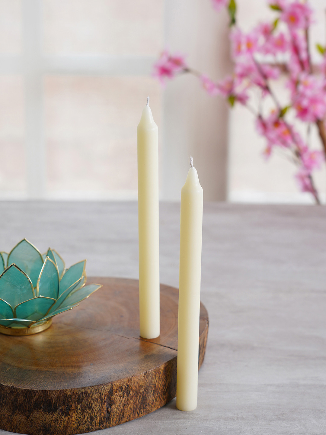 Buy Pure Home And Living Set Of 4 White Solid Taper Candles - Candles ...