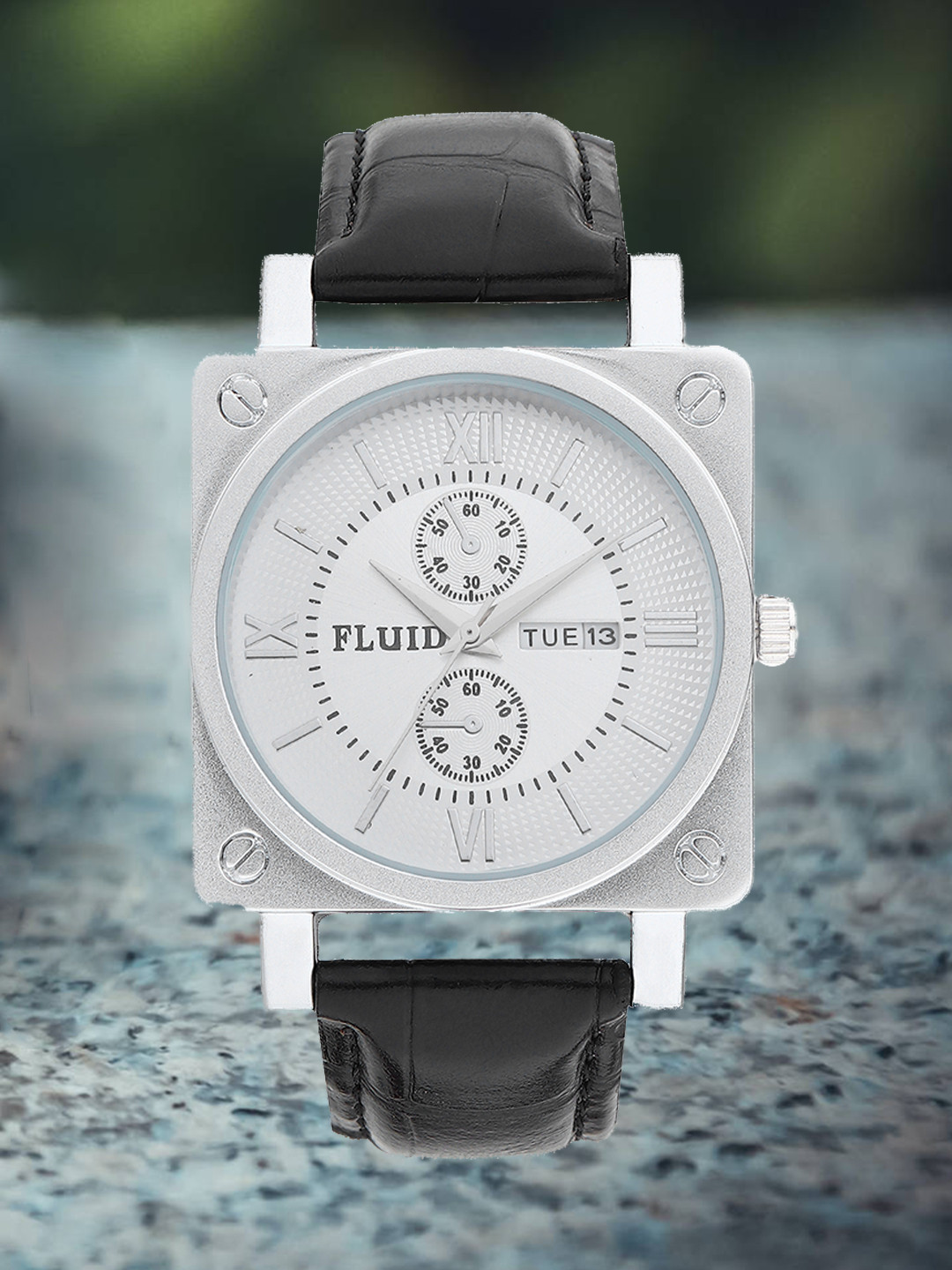 Buy FLUID Men Square Dial & Leather Straps Analogue Watch FL 022 WH01 ...