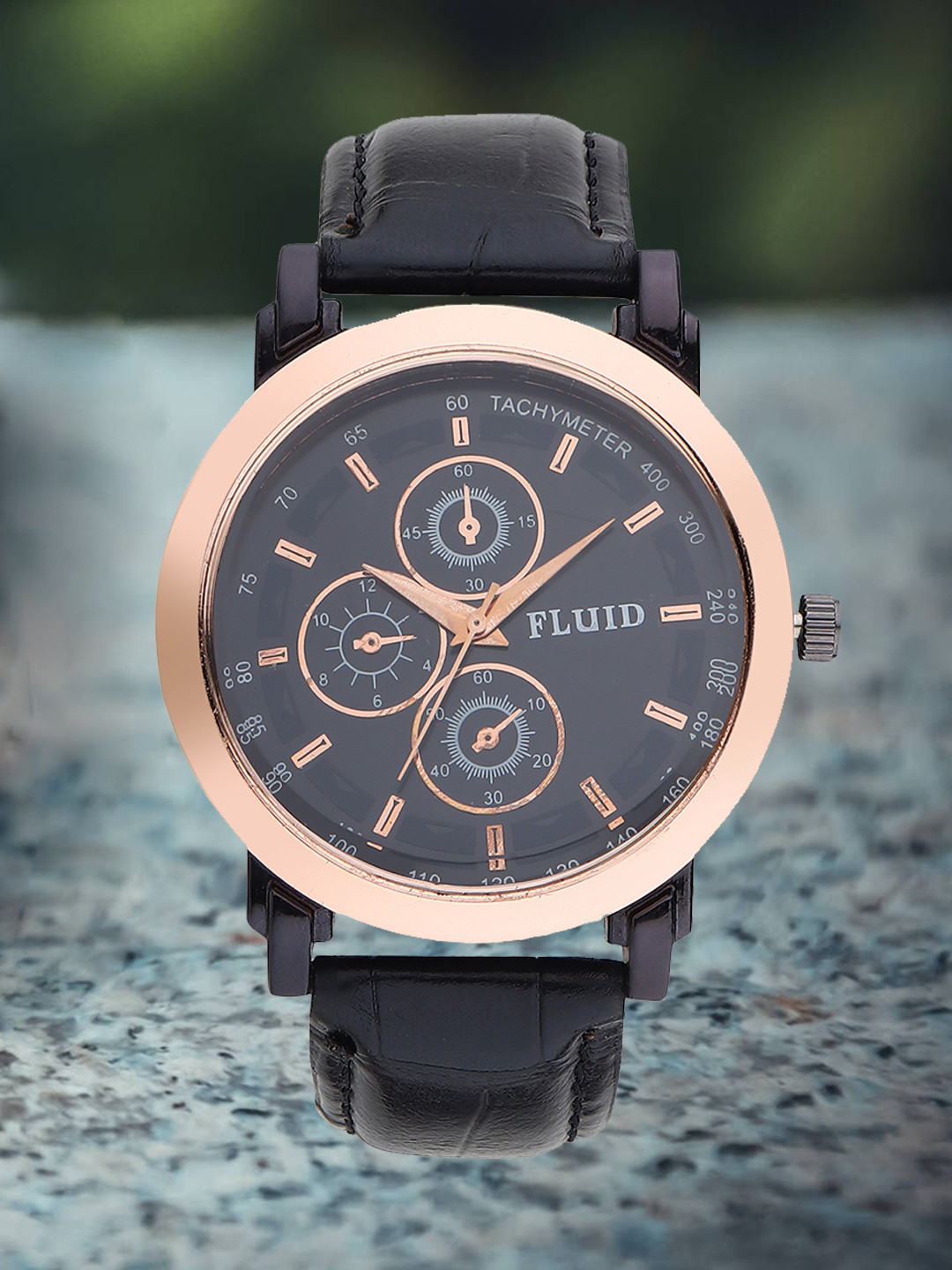 Buy FLUID Men Round Dial & Leather Textured Straps Analogue Watch FL ...