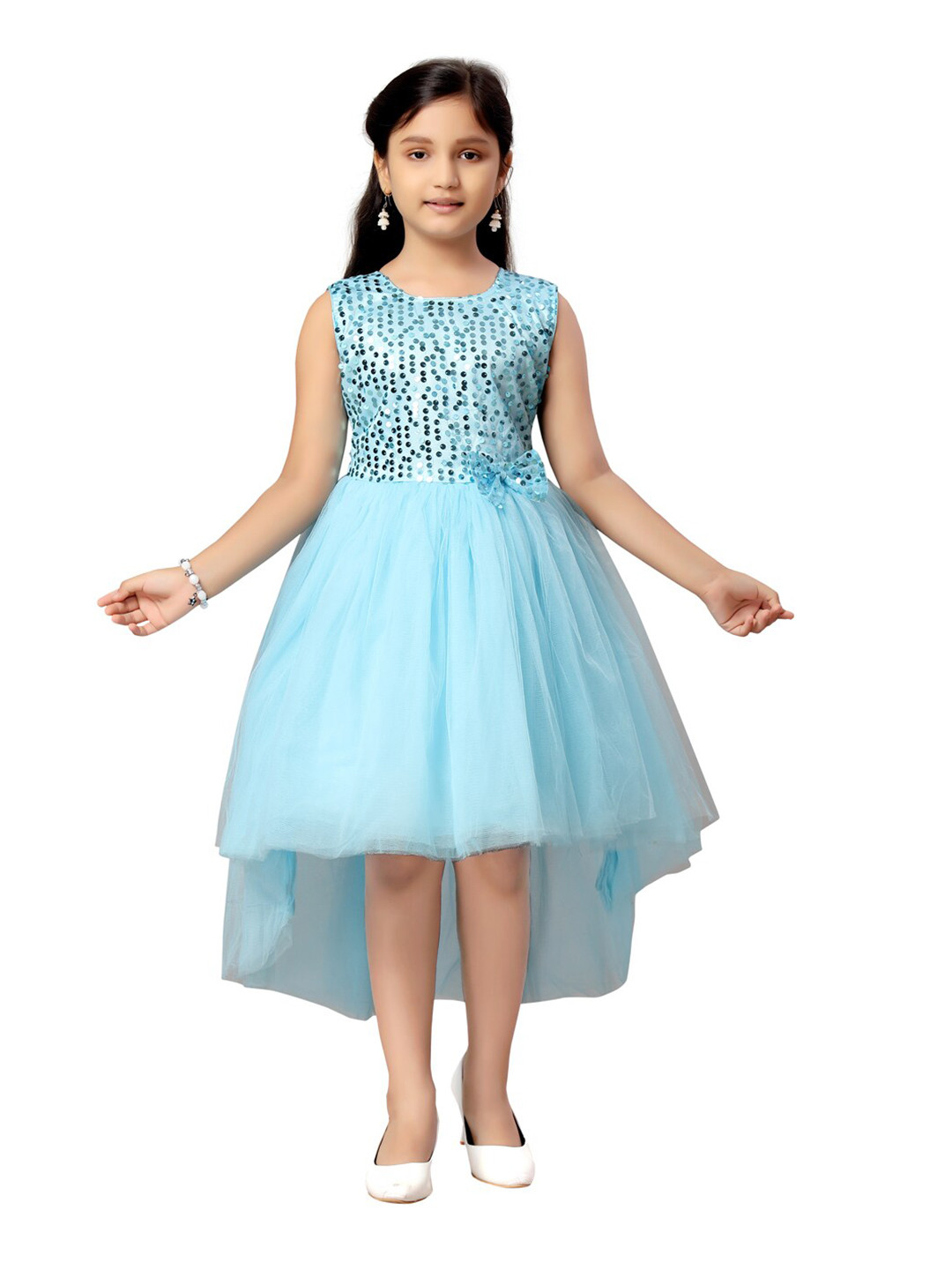 Buy Aarika Turquoise Blue Embellished Net Dress - Dresses for Girls ...