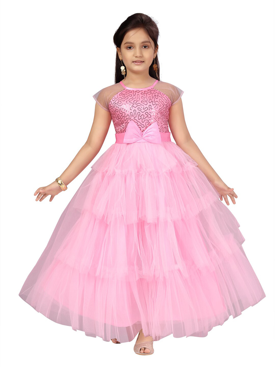 Buy Aarika Gown Pink Embellished Net Maxi Gown - Dresses for Girls ...