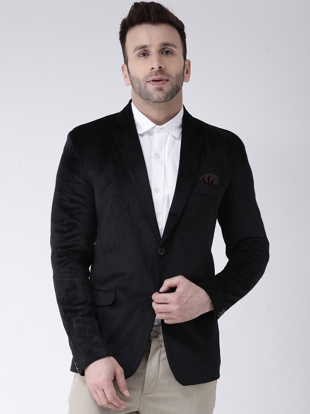 Buy Hangup Men Black Solid Single Breasted Formal Blazers - Blazers for ...