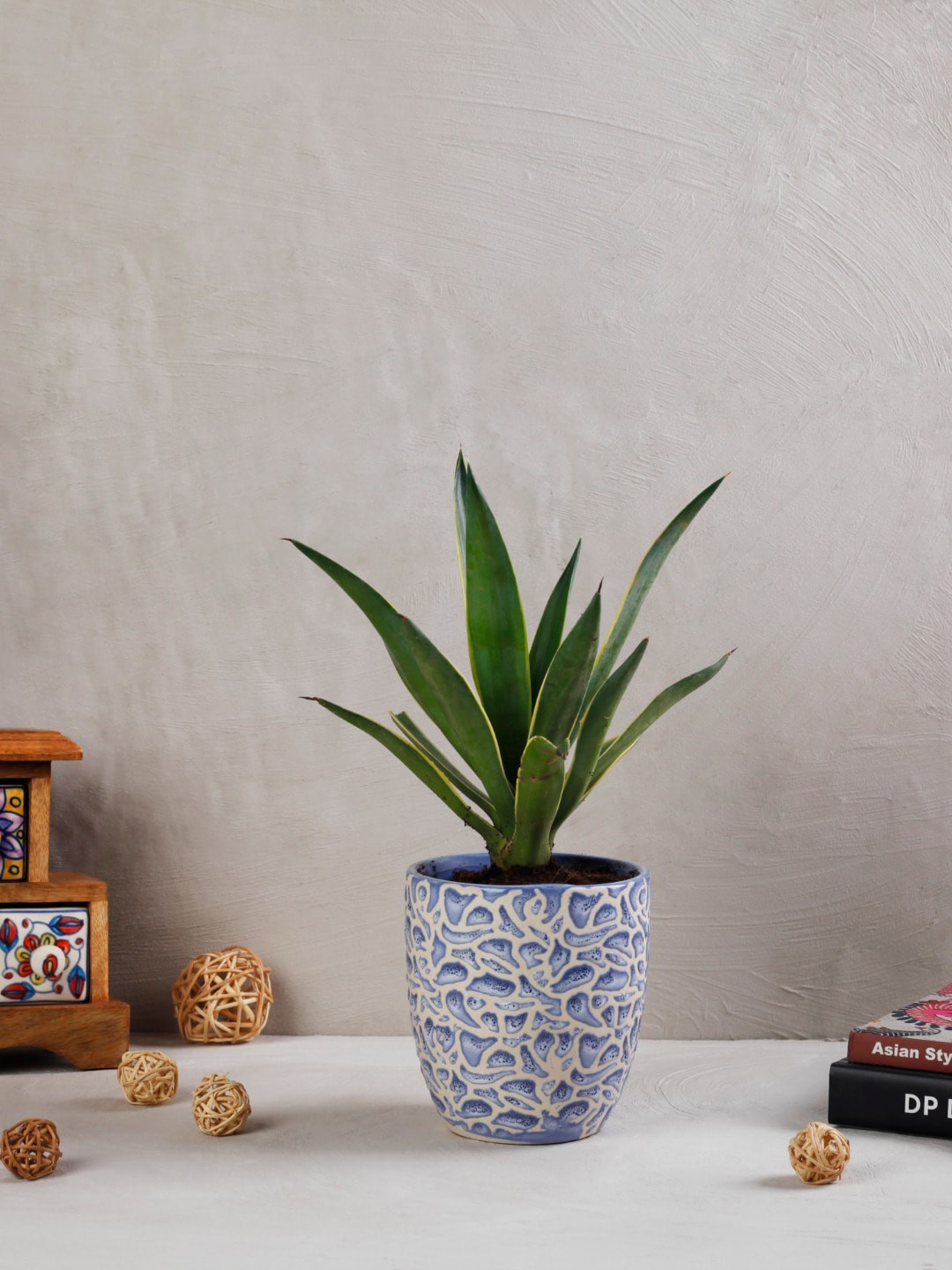 Buy The 7 DeKor Blue Textured Ceramic Planters - Planters for Unisex ...