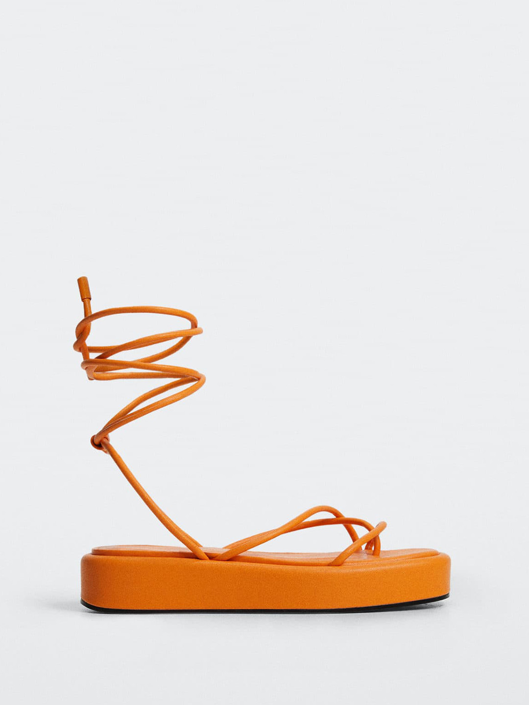 Buy MANGO Orange Solid One Toe Criss Cross Mid Top Flatform Gladiators ...