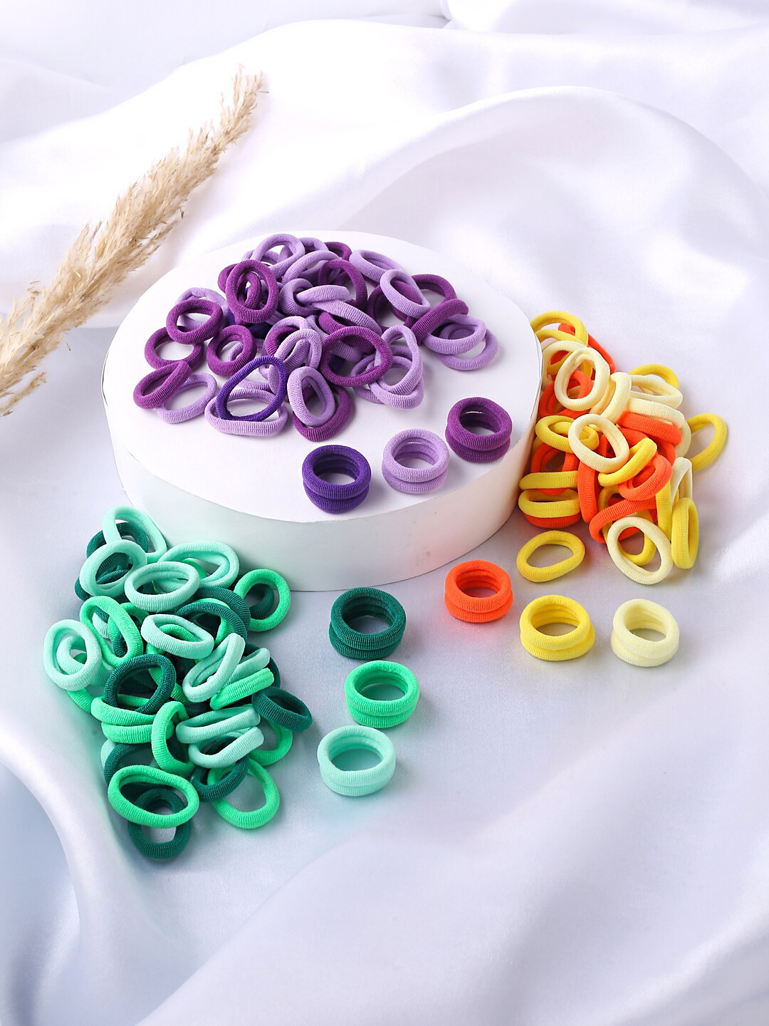 Buy Melbees By Yellow Chimes Girls Set Of 150 Multicolour Elastic Hair ...