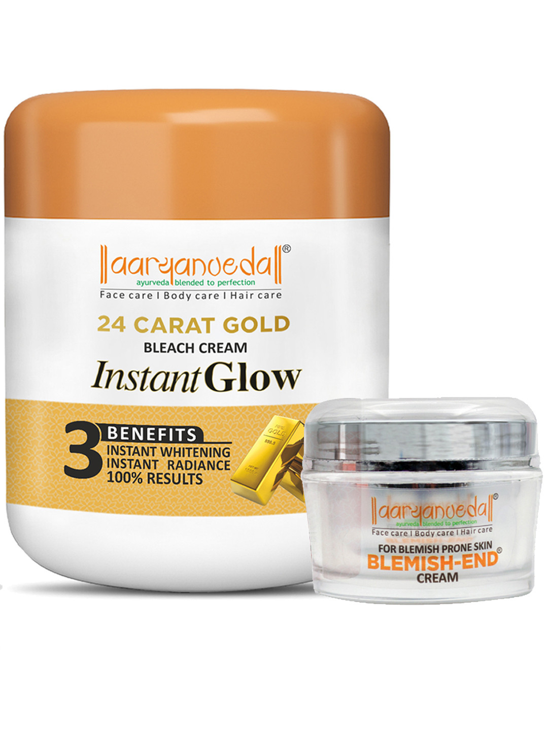 Buy Aryanveda Set Of 2 24 Carat Gold Bleach Cream & Blemishend Face ...