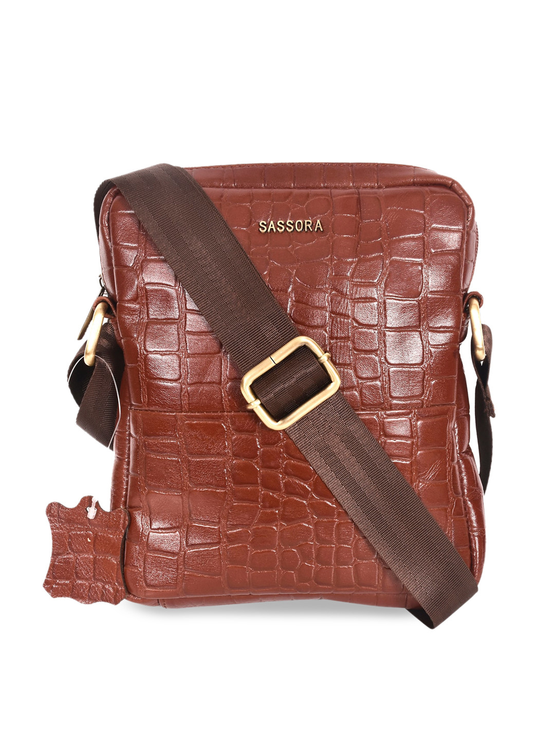 Buy Sassora Textured Leather Structured Sling Bag - Messenger Bag for ...