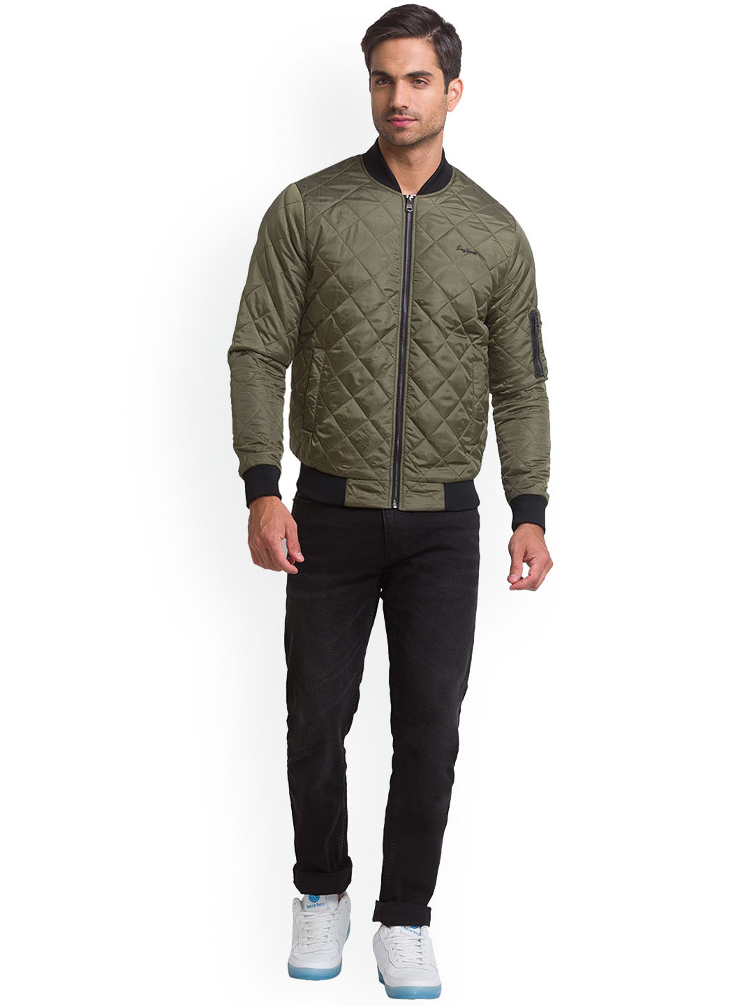 Buy Being Human Men Olive Green Solid Quilted Jacket - Jackets for Men ...