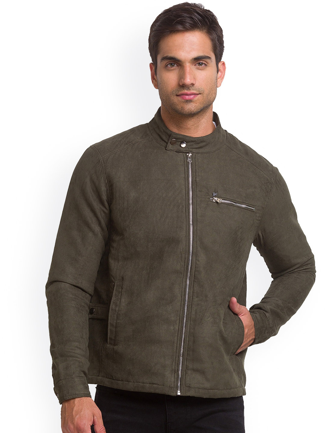 Buy Being Human Men Olive Green Solid Tailored Jacket - Jackets for Men ...