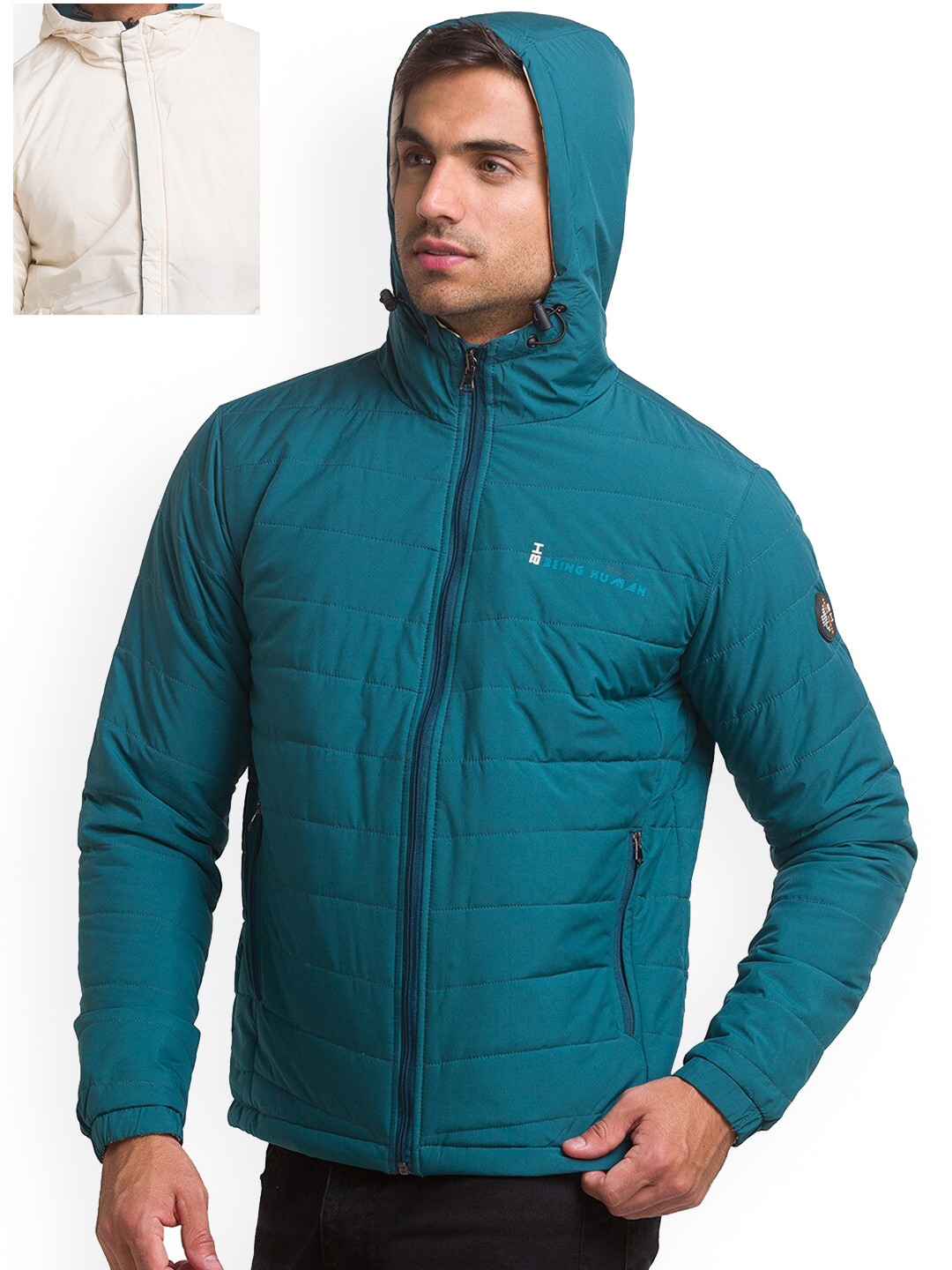 Buy Being Human Men Turquoise Blue & White Pack Of 2 Padded Jacket ...